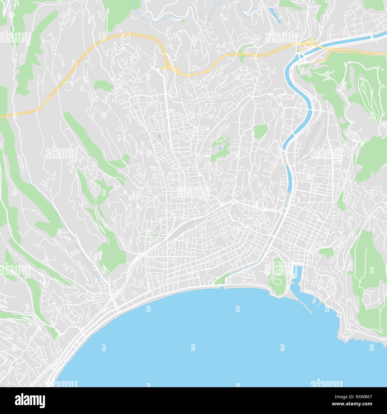Downtown vector map of Nice, France. This printable map of Nice ...