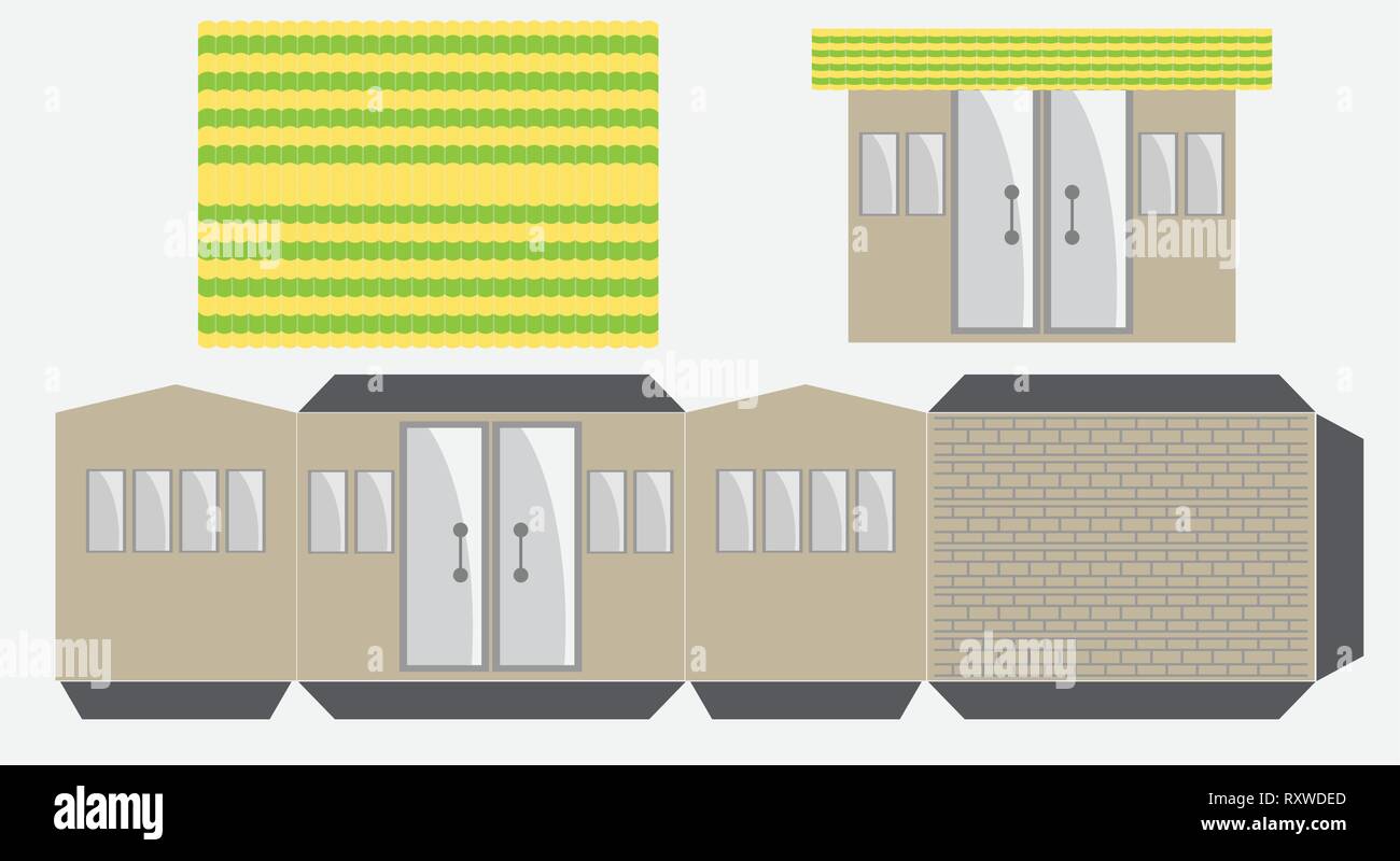 Restaurant or House Paper Model, Cut and glue Stock Vector Image & Art ...