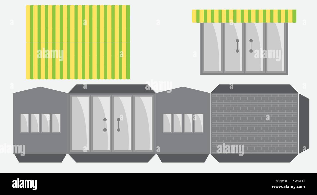 Restaurant or House Paper Model, Cut and glue Stock Vector Image & Art ...