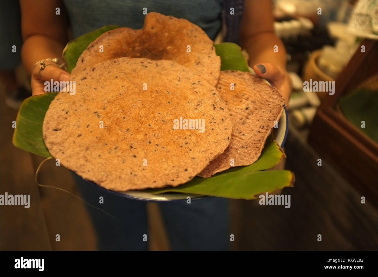 Thai traditional dessert snacks or cracker kite made from sticky rice ...