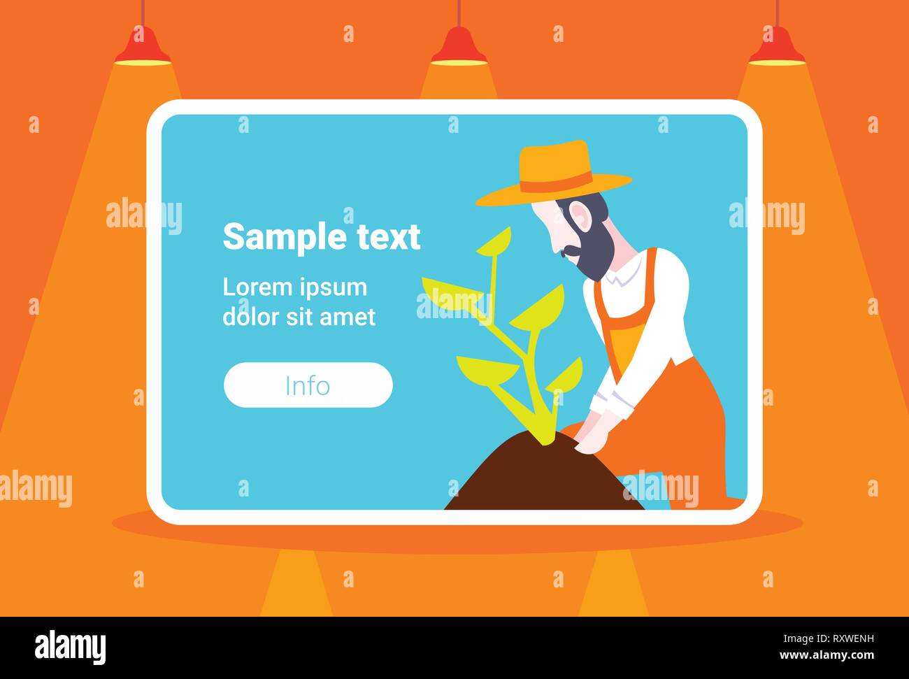 bearded gardener planting young plant in greenhouse organic gardening ...