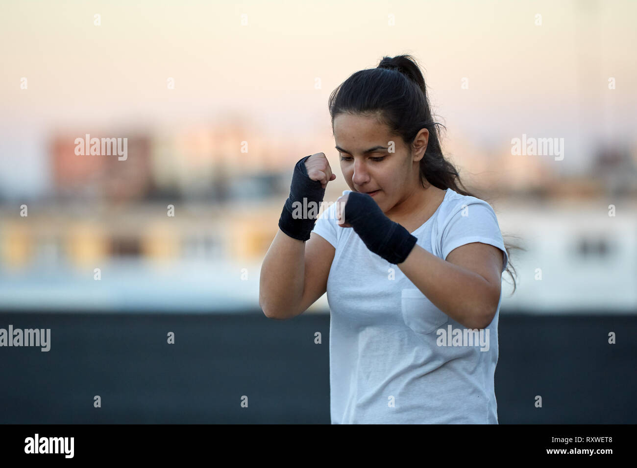 Girl boxing roof hi-res stock photography and images - Alamy