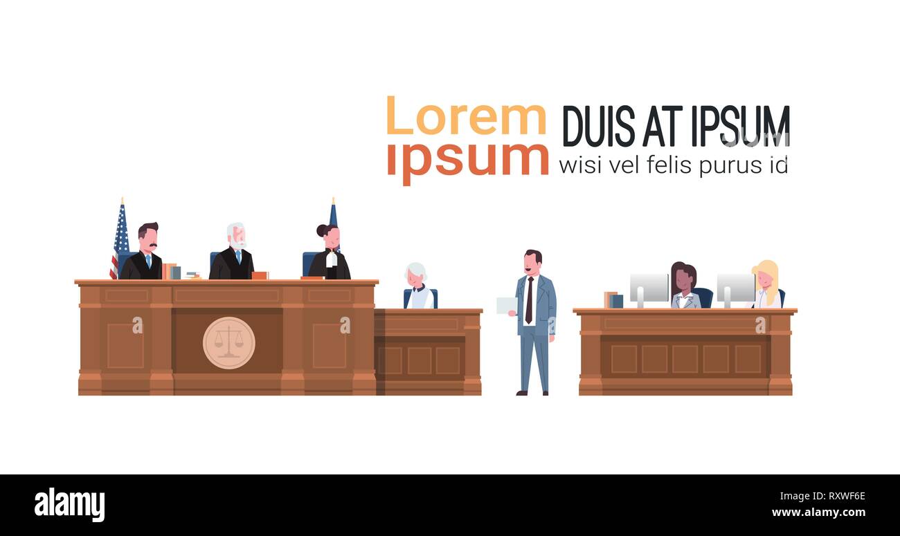 law process with judge secretary suspect and lawyer or attorney giving ...