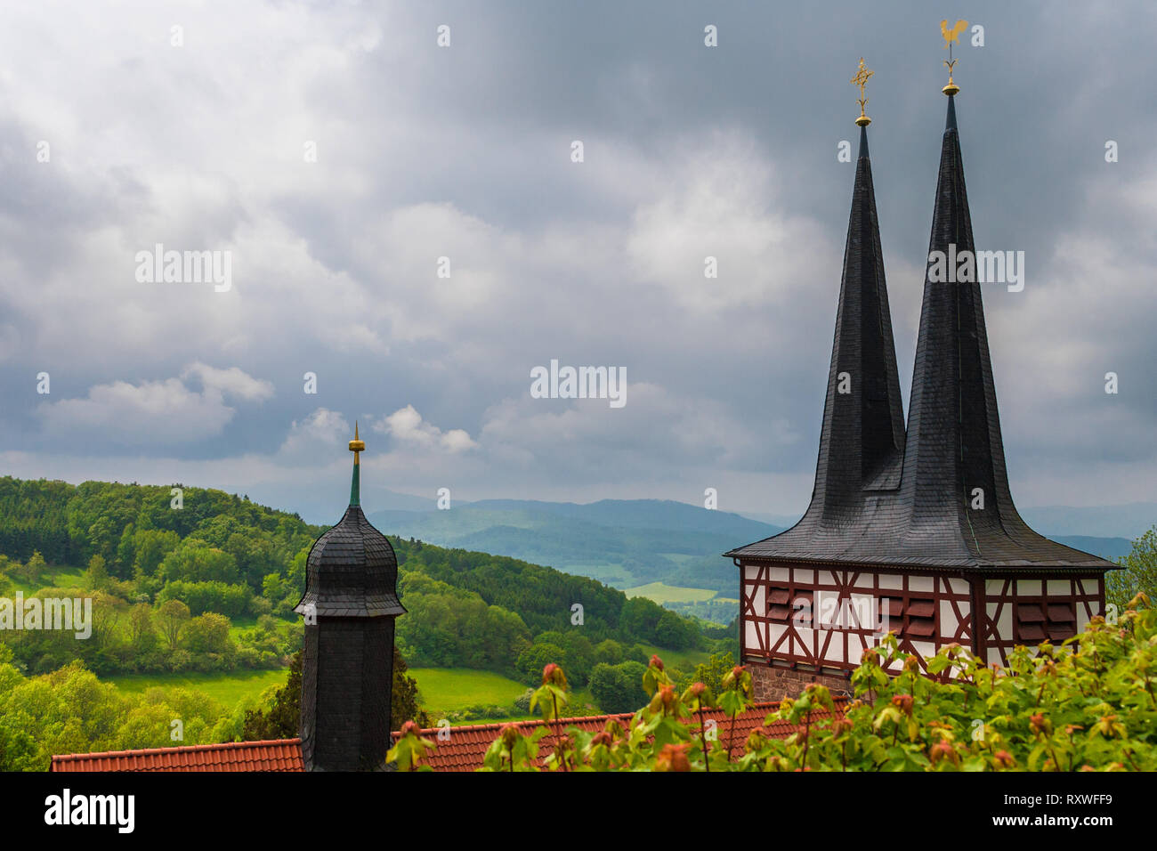 Great view from the Hanstein castle over the roof of the Catholic ...