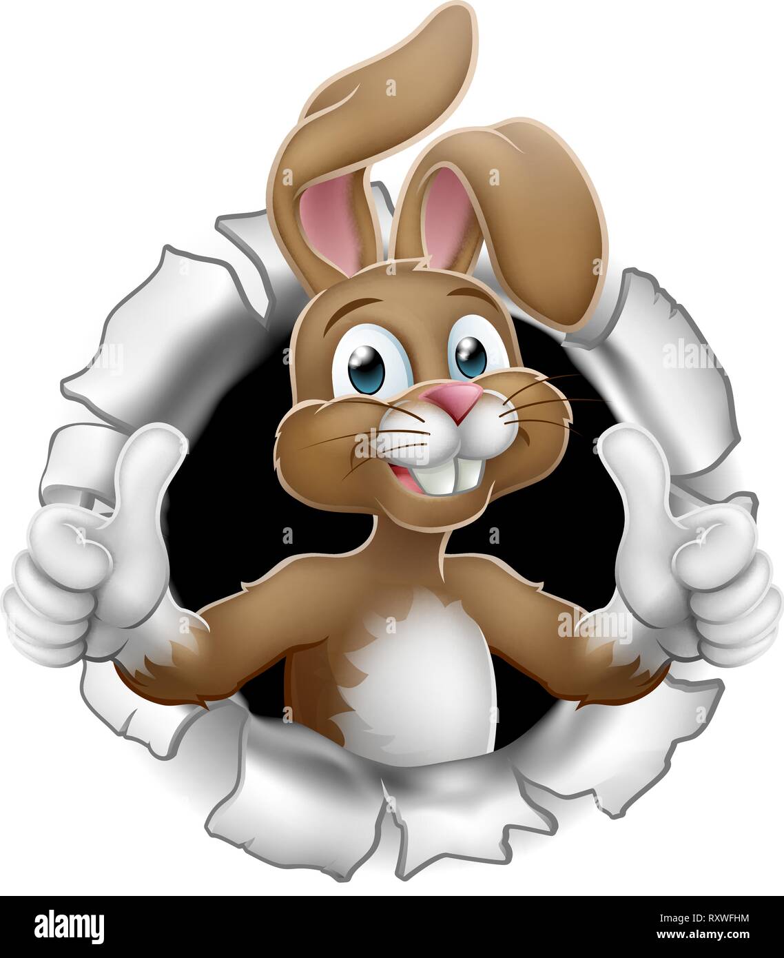Easter Bunny Thumbs Up Rabbit Breaking Background Stock Vector Image ...