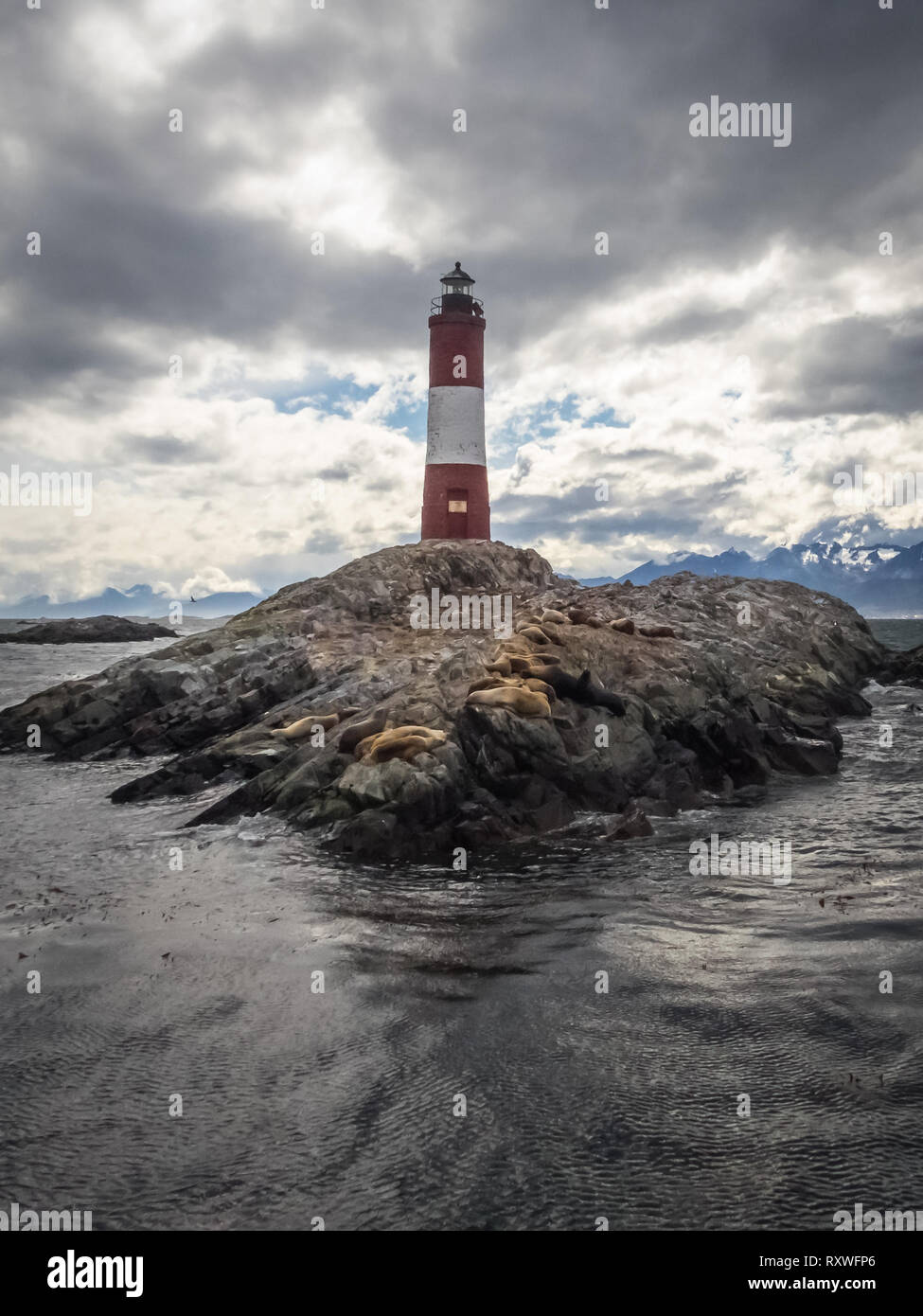 Les Eclaireurs lighthouse island in the middle of the Beagle Channel ...