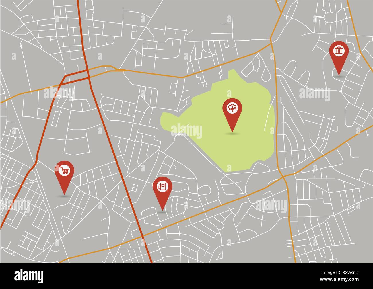 Vector abstract city map with small pointers Stock Vector Image & Art ...