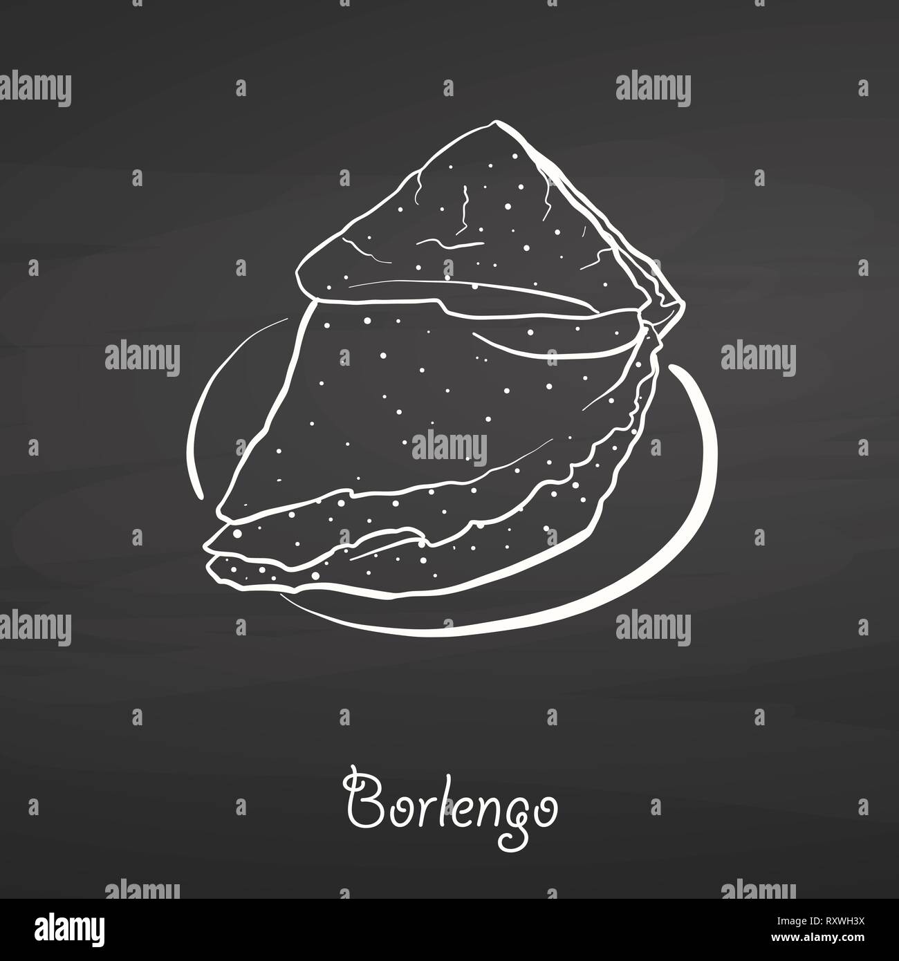 Borlengo food sketch on chalkboard. Vector drawing of Pancake, usually ...