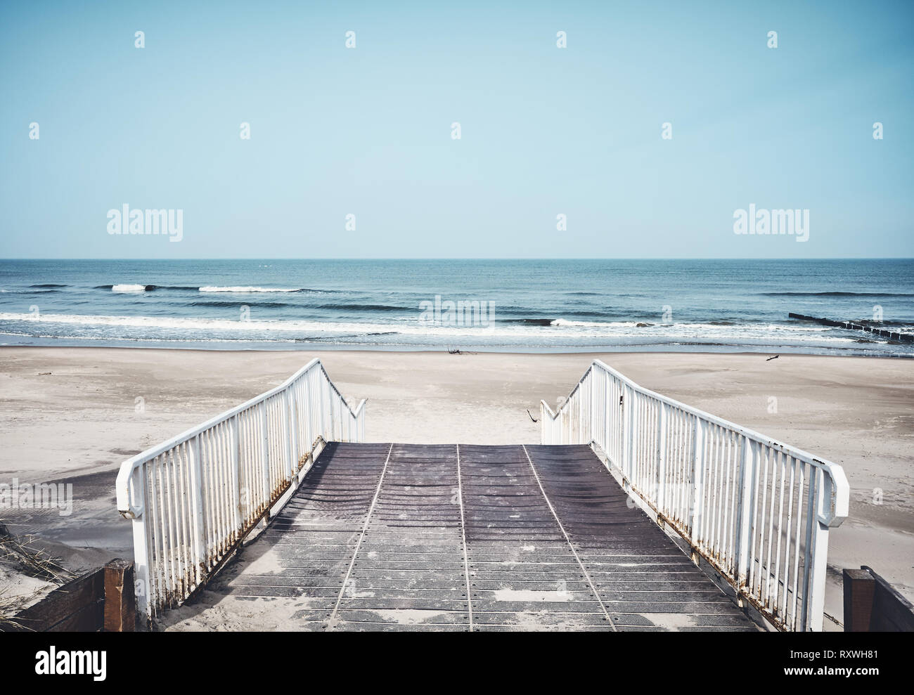 View of a beach entrance, color toning applied Stock Photo - Alamy