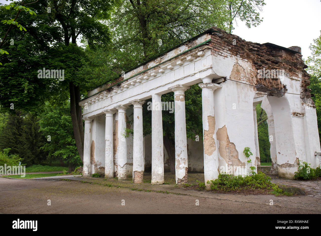 ruins with columns in Alexandria park, Ukraine Stock Photo - Alamy