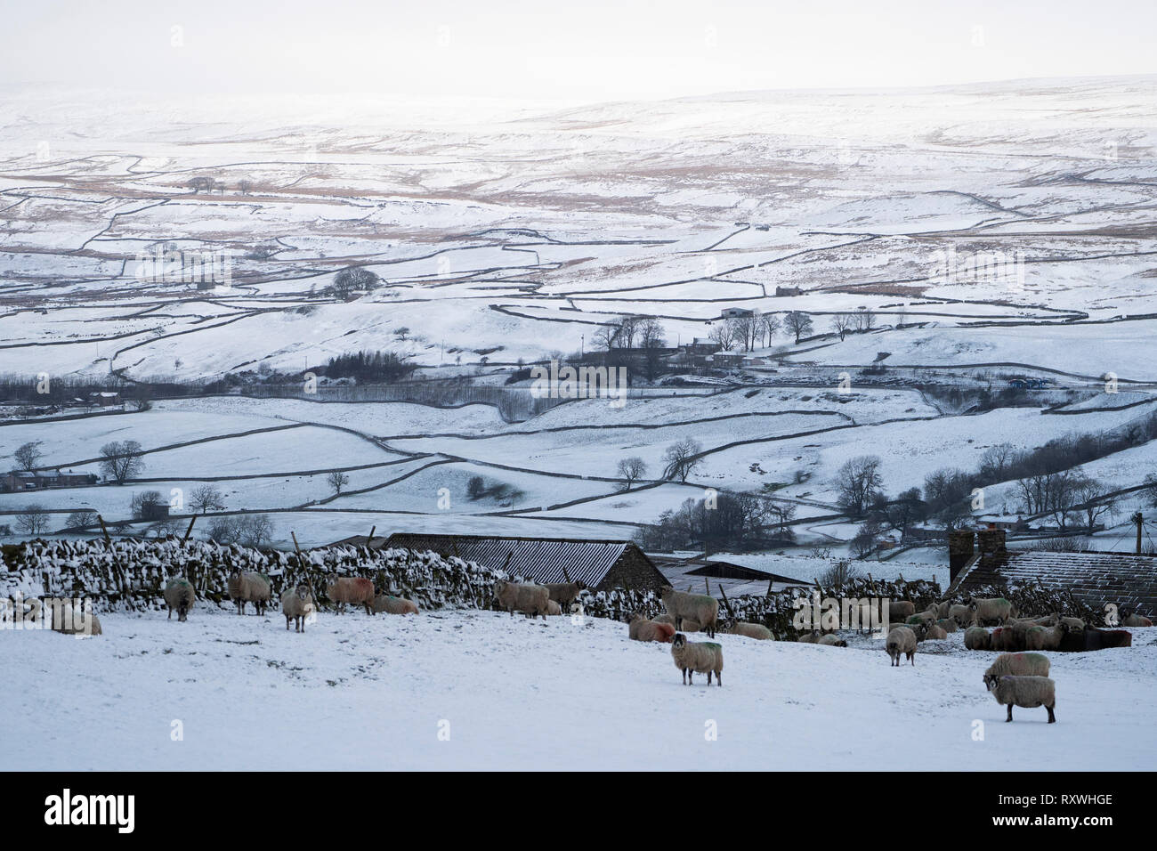Snow on the A66 on the Cumbria and Durham border Stock Photo - Alamy