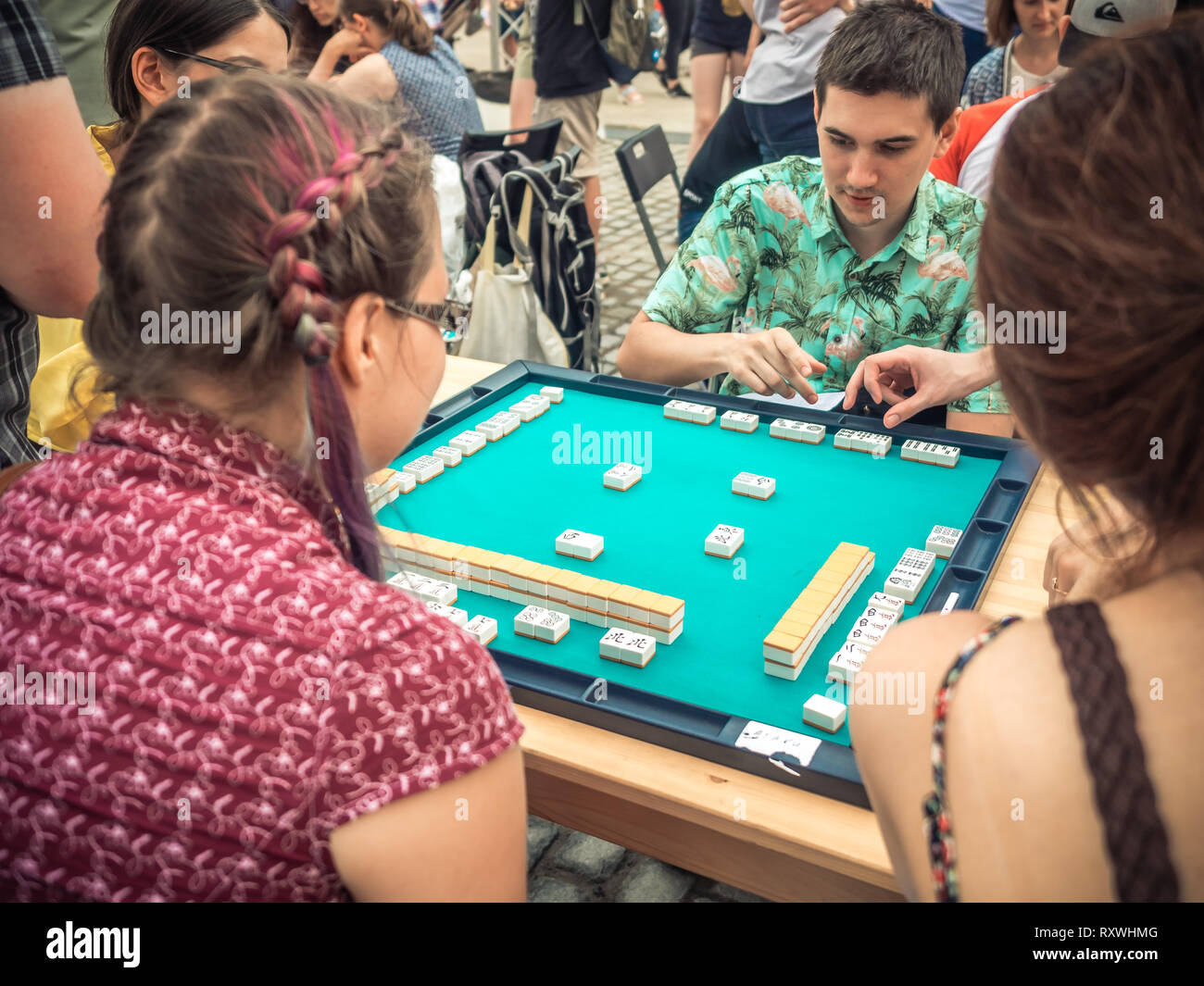 Moscow, Russia - August 09, 2018: Japanese festival in Moscow. Young ...