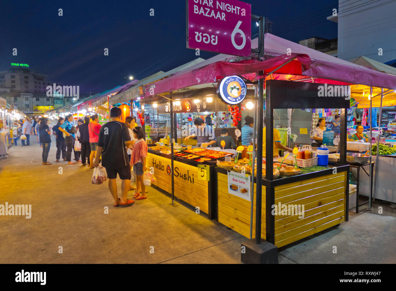 Star Night Bazaar, night market, Rayong, Thailand Stock Photo - Alamy