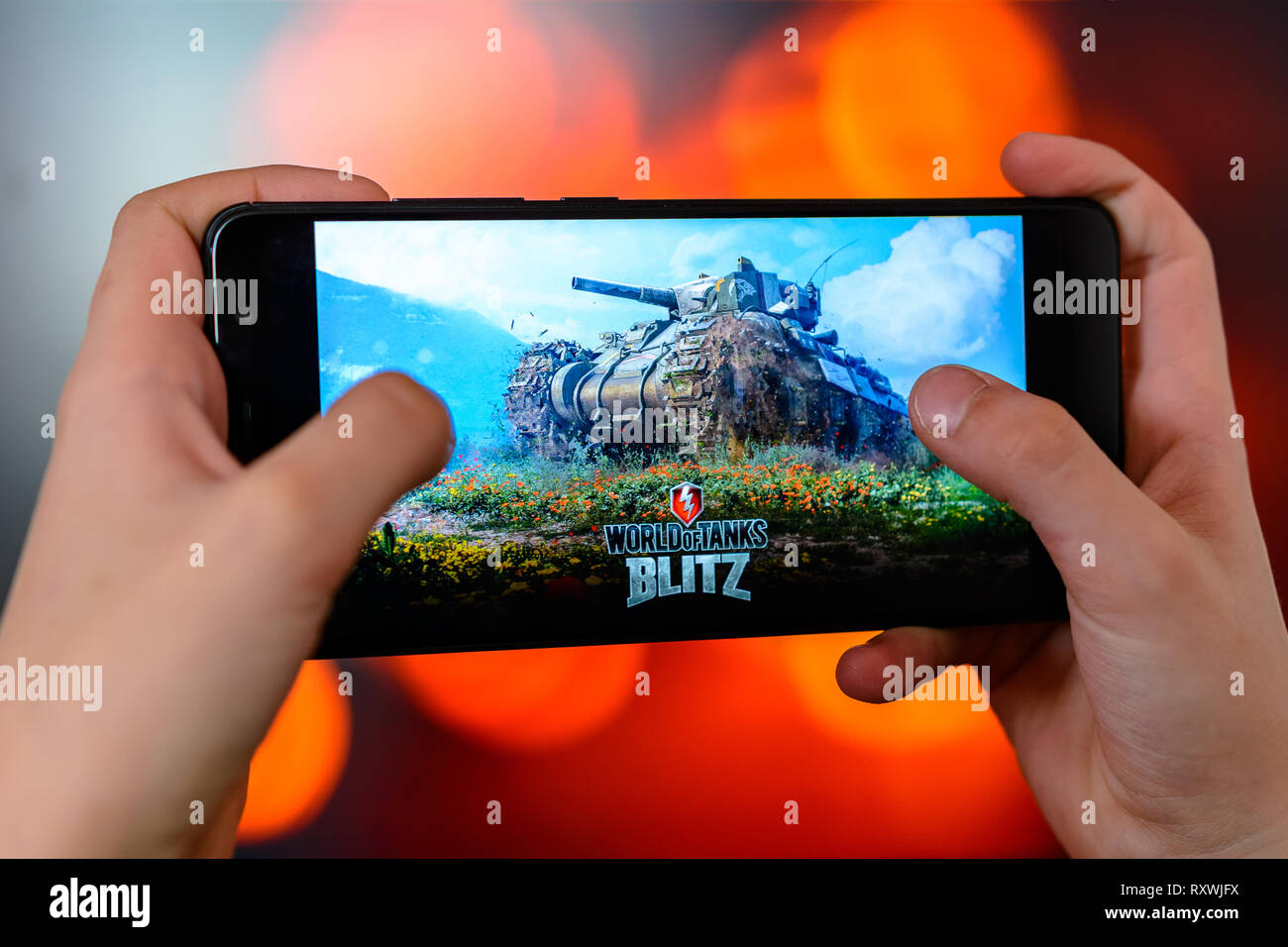 Los Angeles, California, USA - 9 March 2019: The man holds the ...