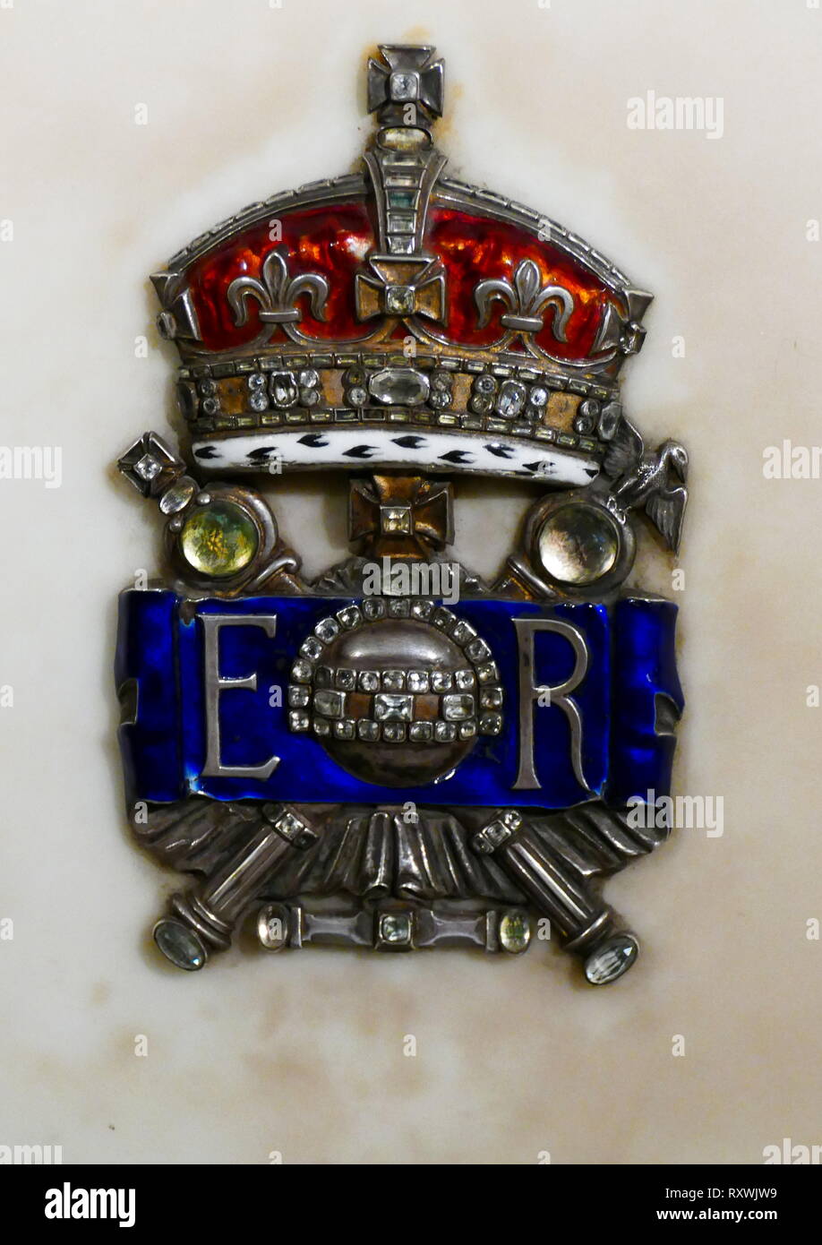 Glazed crown and initials of King Edward VII, (1841 - 1910), King of ...