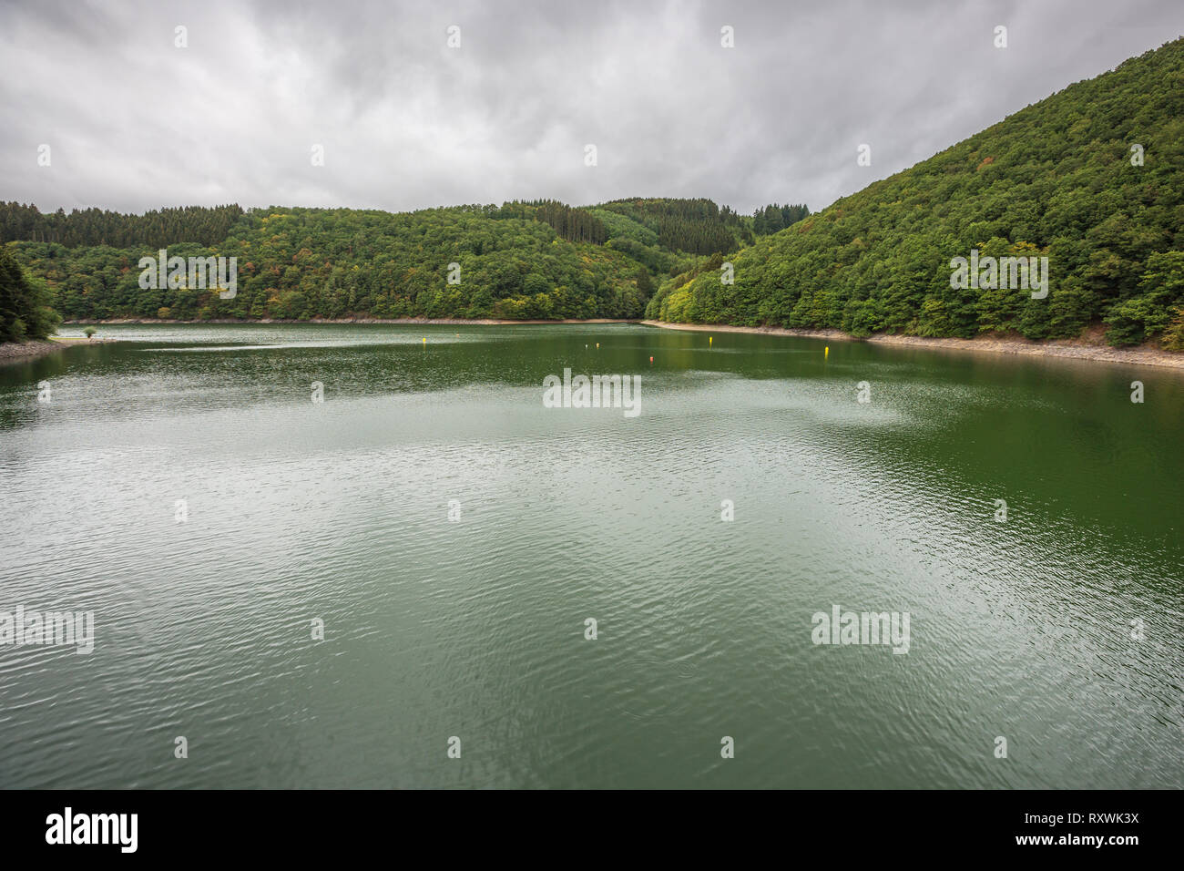 Looking over the Upper Sauer Lake from the dam, just outside of Esch ...