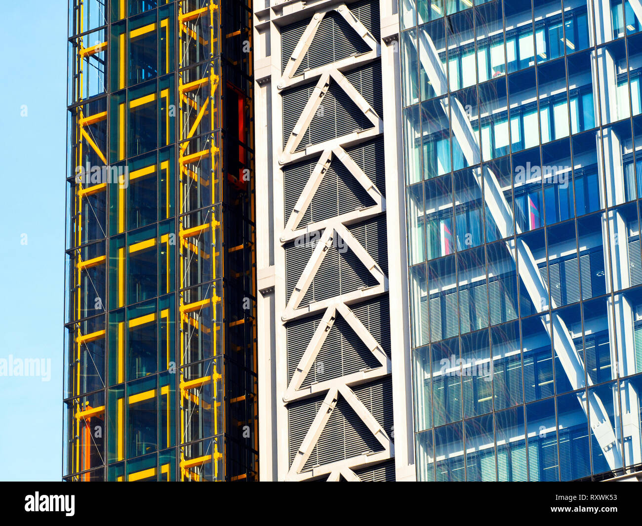 Close up of modern buildings in the City of London - England Stock ...