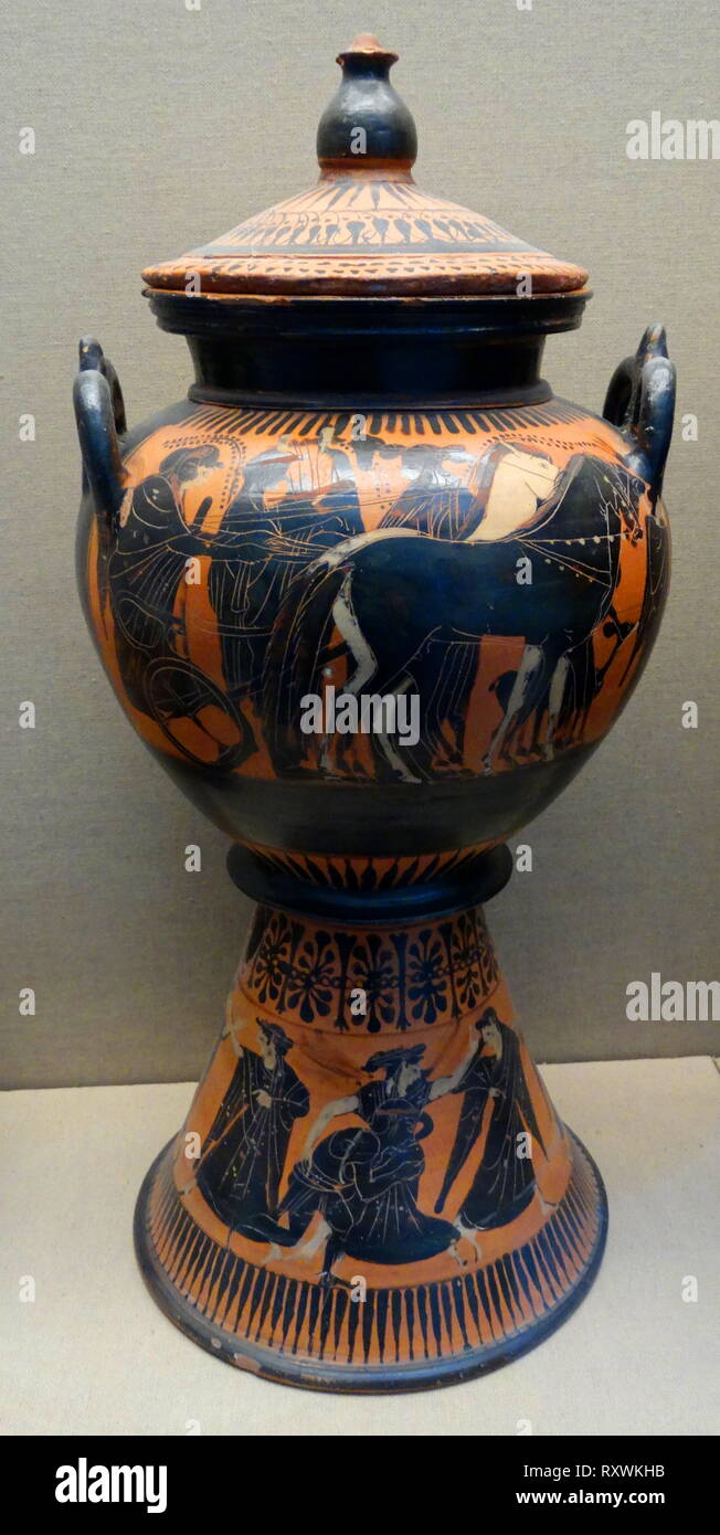 Black-figured lebes gamikos (marriage bowl), depicting the marriage of ...