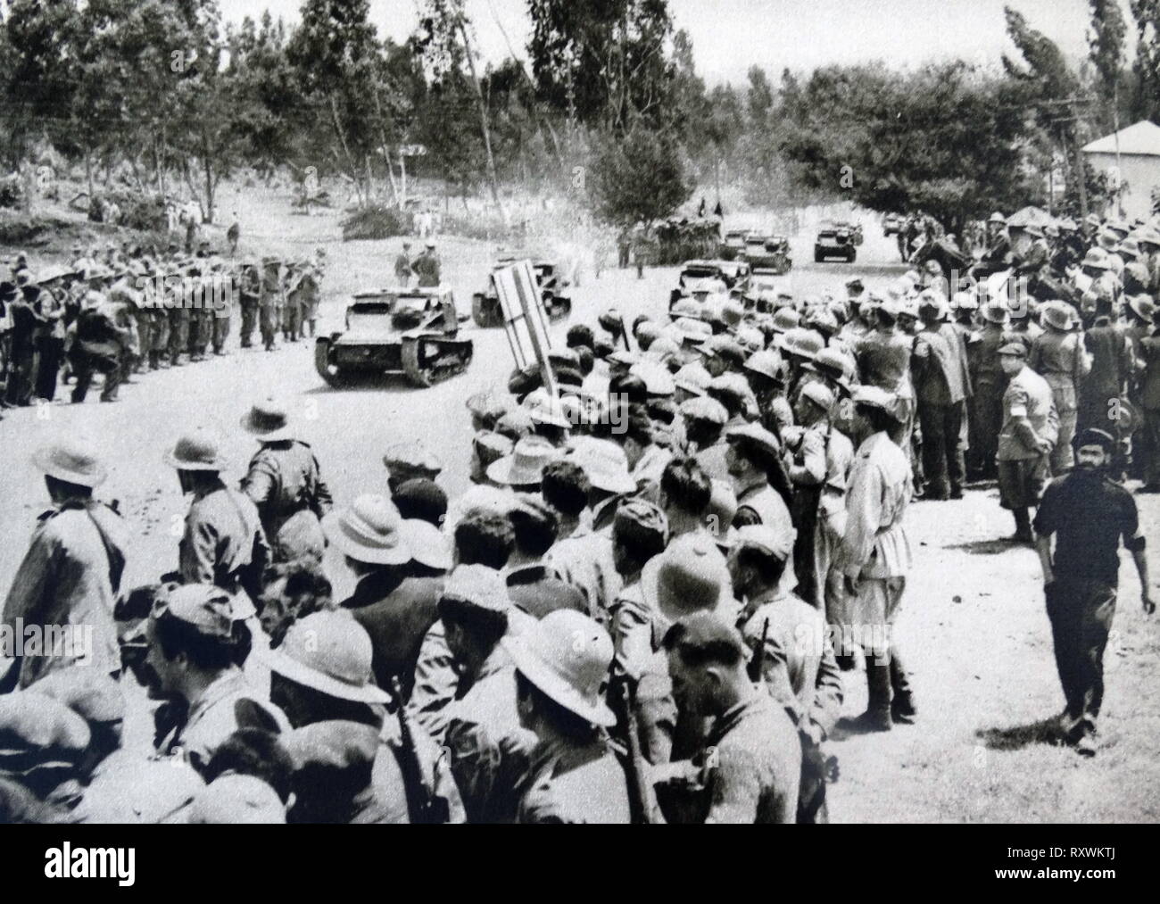 Italian victory parade Abyssinia during the Ethiopian invasion 1936 ...