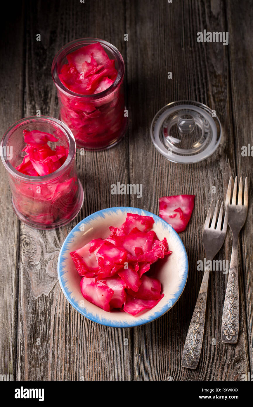 Marinated cabbage with beetroot Stock Photo - Alamy