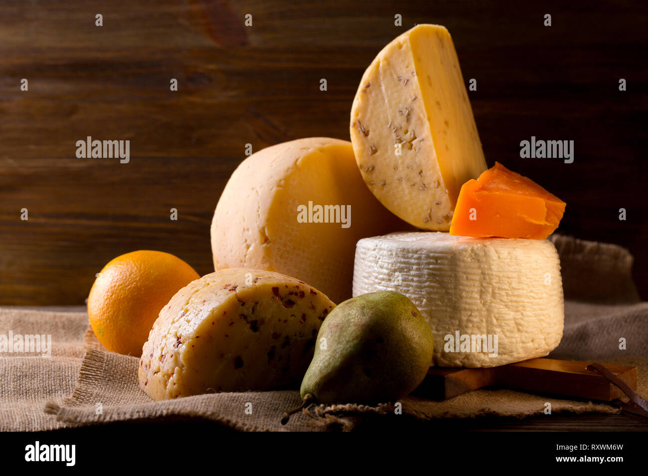 Assorted Cheese and Fruit Stock Photo - Alamy