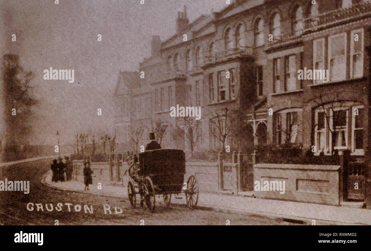 Horse drawn Hansom Cab, Taxi in London street. 1890 Stock Photo - Alamy