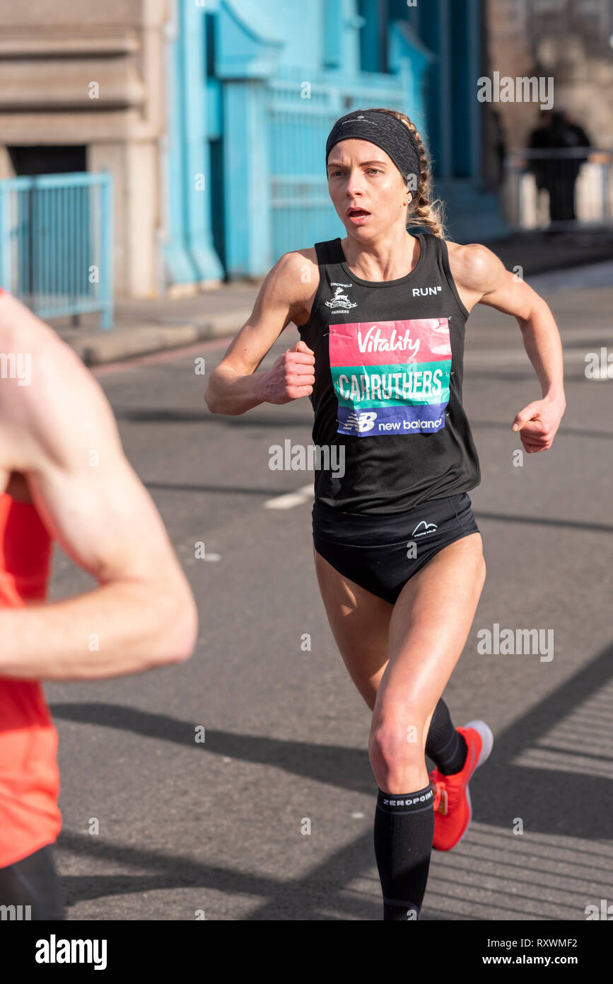 Hayley Carruthers running in the Vitality Big Half half marathon ...
