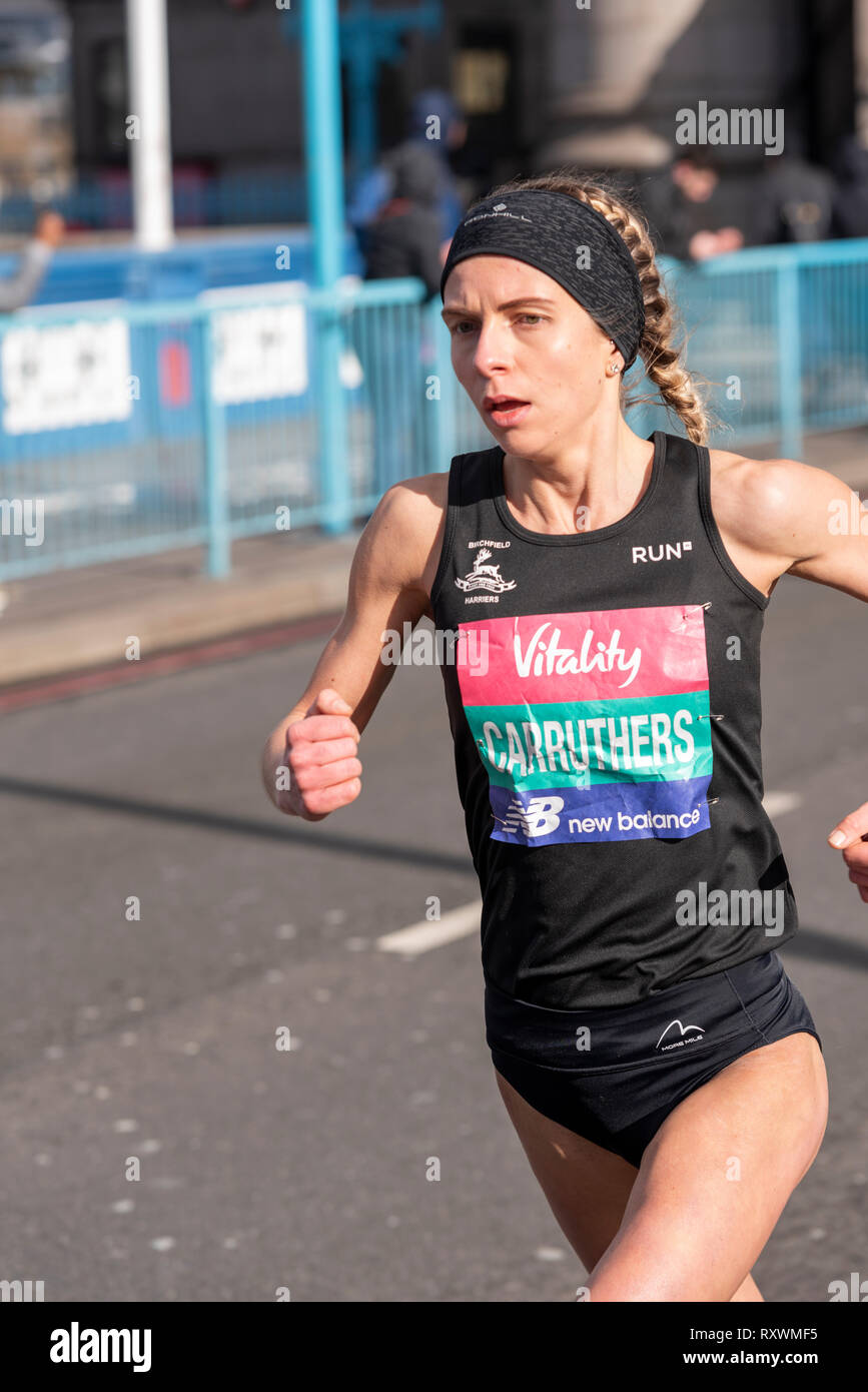 Hayley Carruthers running in the Vitality Big Half half marathon ...