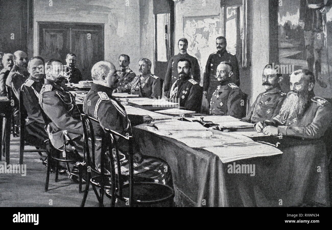 Russian and German General staff meet during a ceasefire on the Eastern ...