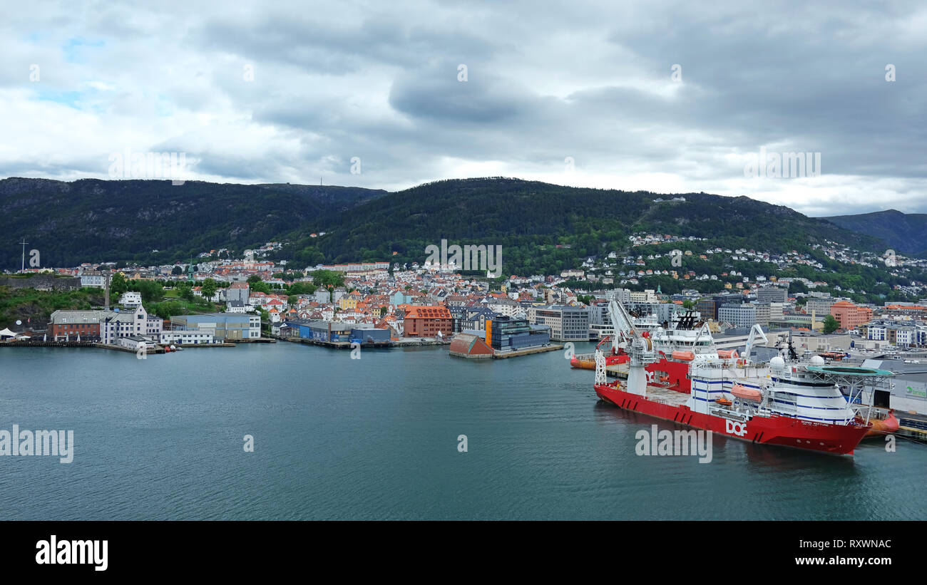 Scenic views of Bergen, city and municipality in Hordaland on the west ...