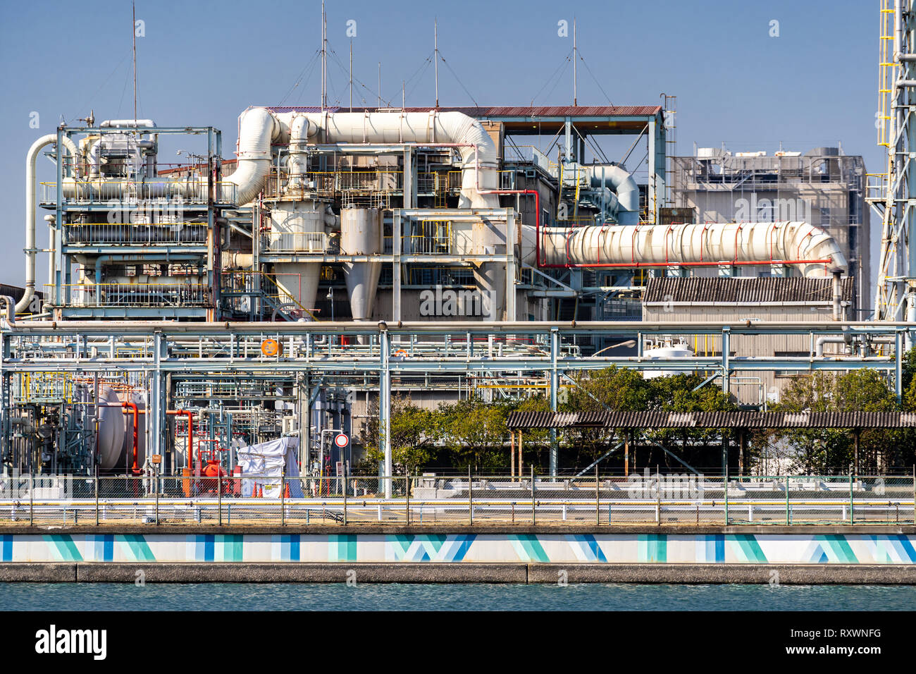 Chemical Factory plant with gas storage and structure of pipeline with ...