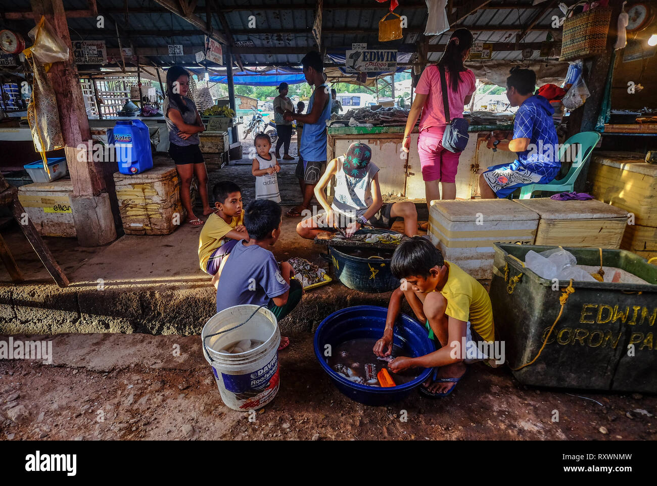 Coron, Philippines - Apr 8, 2017. Fish market of Coron Island ...