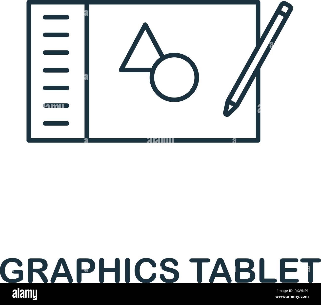 Graphics Tablet icon. Thin outline style design from design ui and ux icons collection. Creative ...