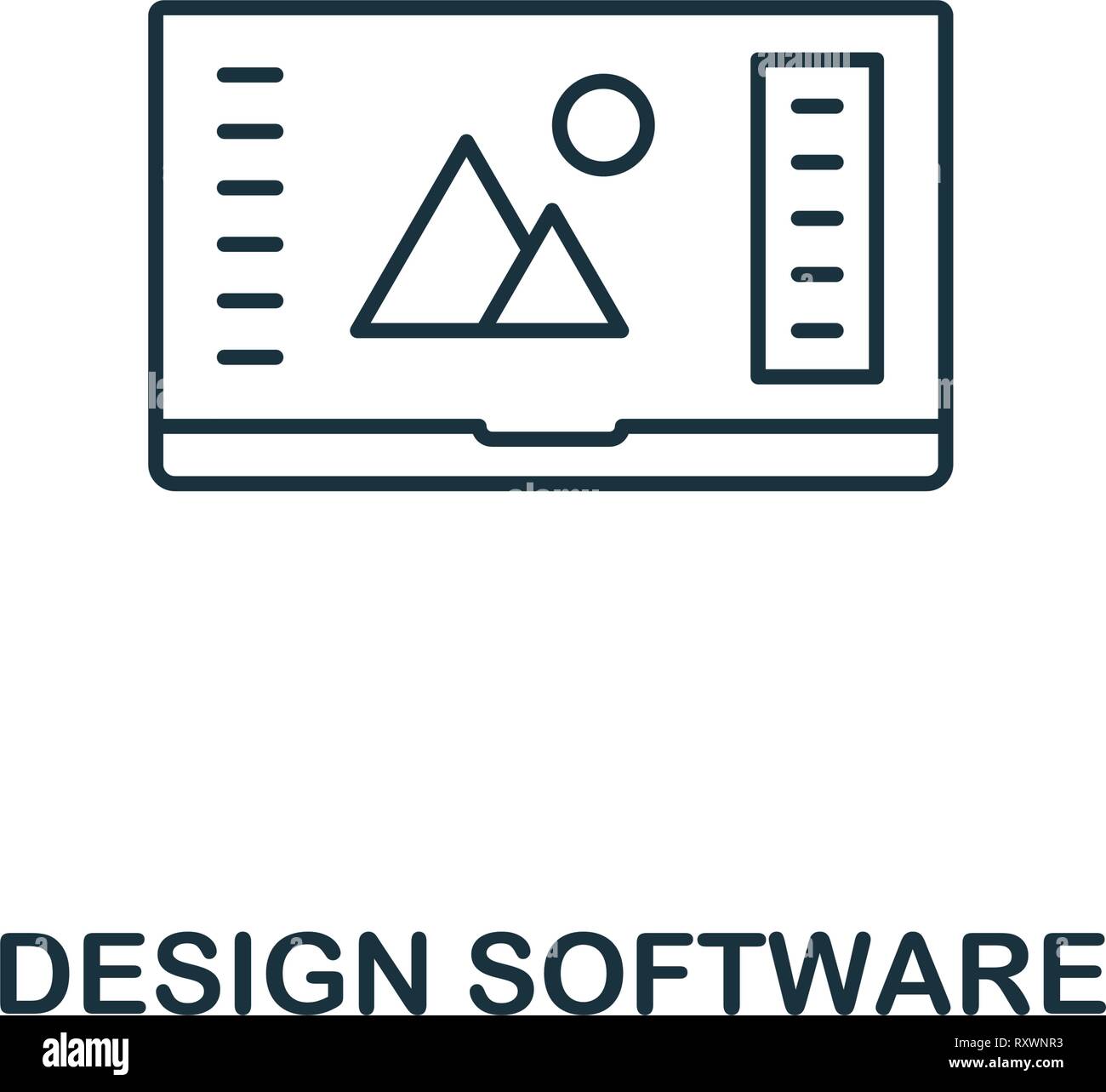 Design Software icon. Thin outline style from design ui and ux icons collection. Creative Design ...