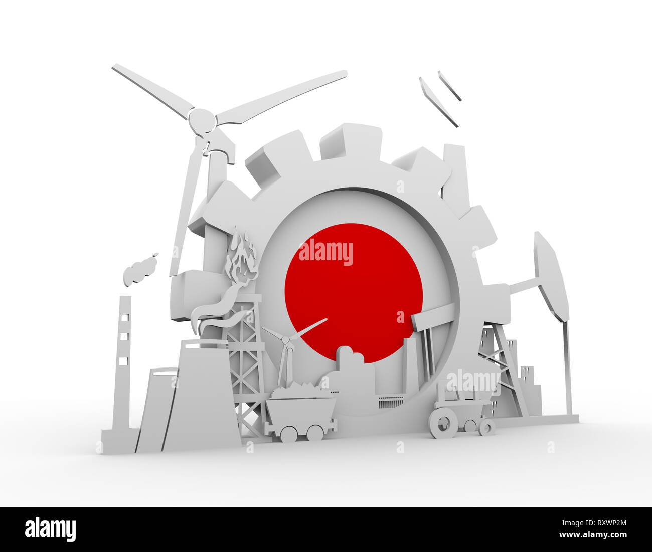 Energy and Power icons set with Japan flag Stock Photo - Alamy