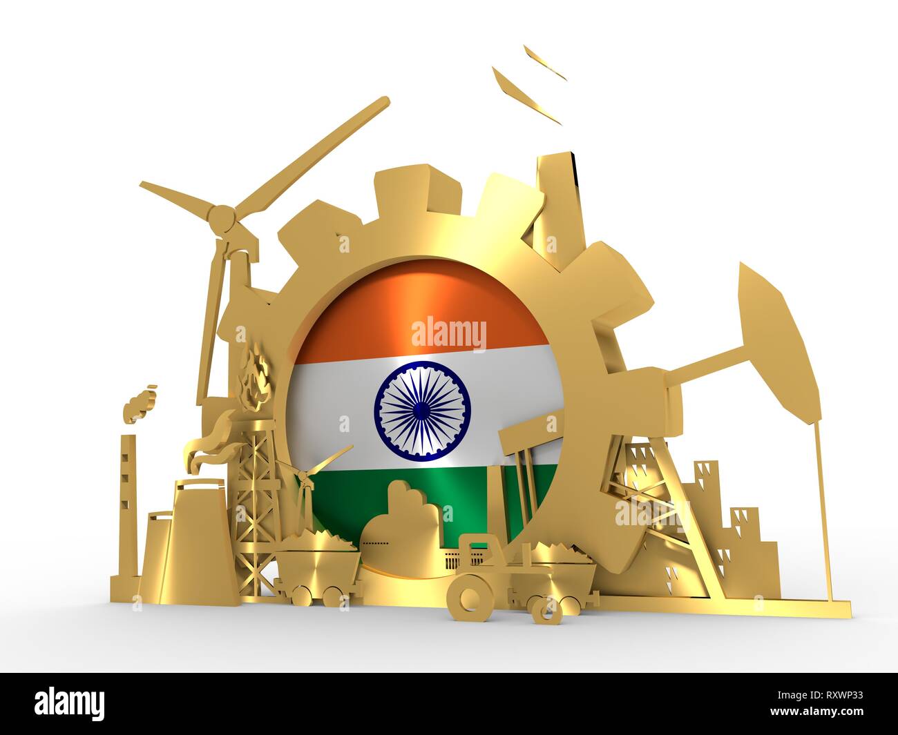 Energy and Power icons set with India flag Stock Photo - Alamy
