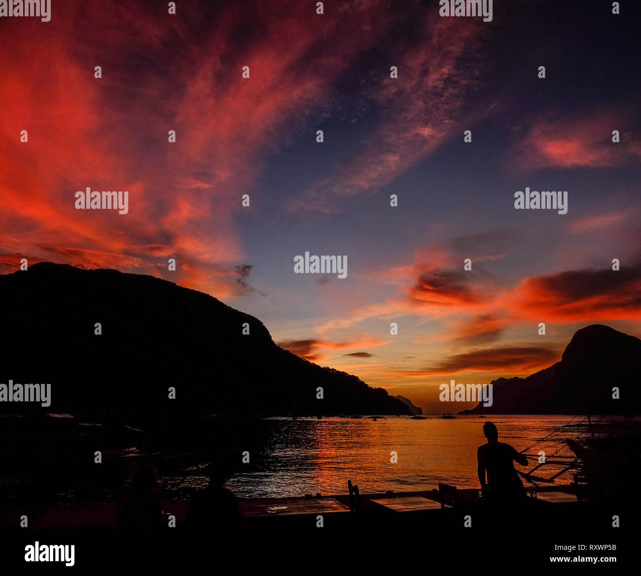 Sunset on the sea in Coron Island, Philippines Stock Photo - Alamy