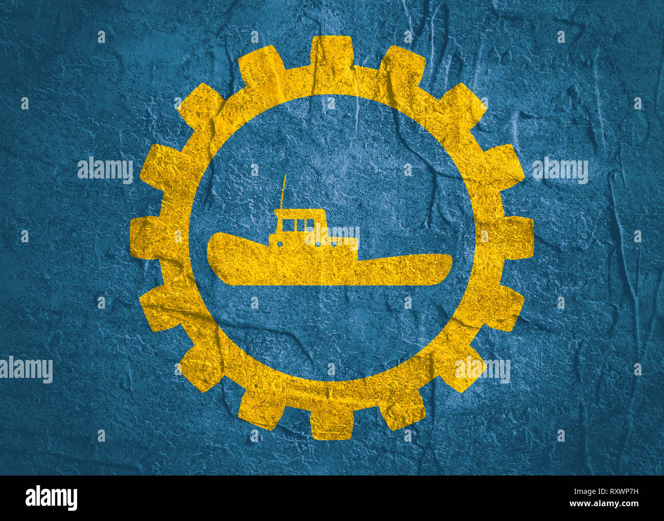 marine tug icon in gear Stock Photo - Alamy