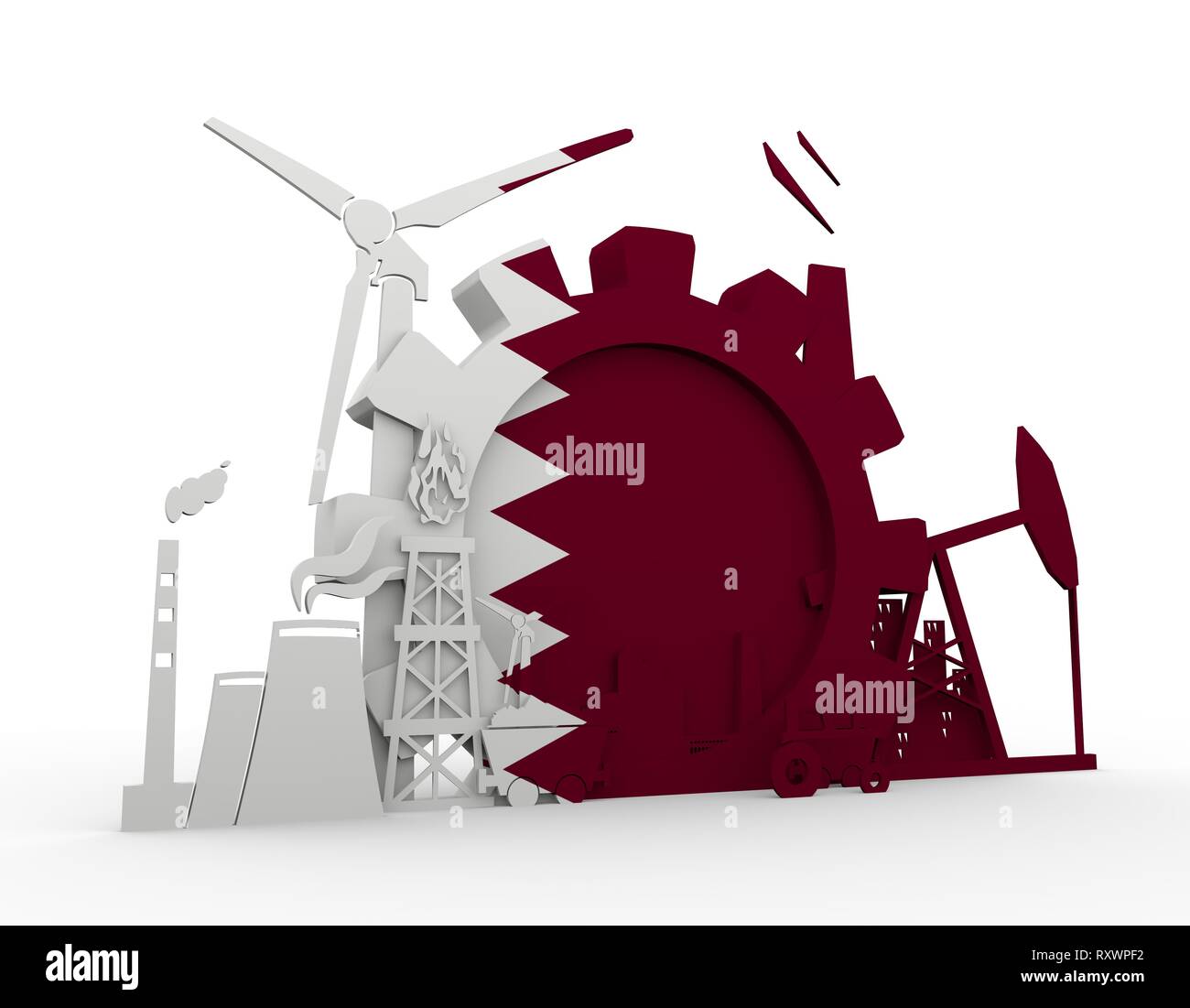 Energy and Power icons set with Qatar flag Stock Photo - Alamy