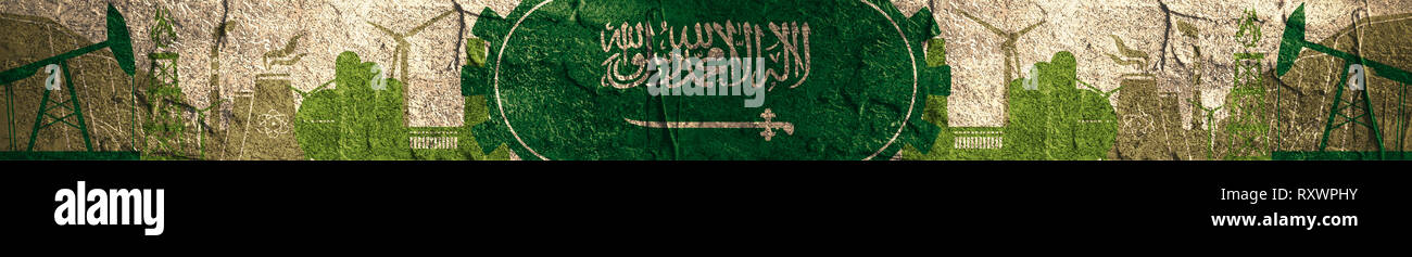 Energy and Power icons set. Header with Saudi Arabia flag Stock Photo ...