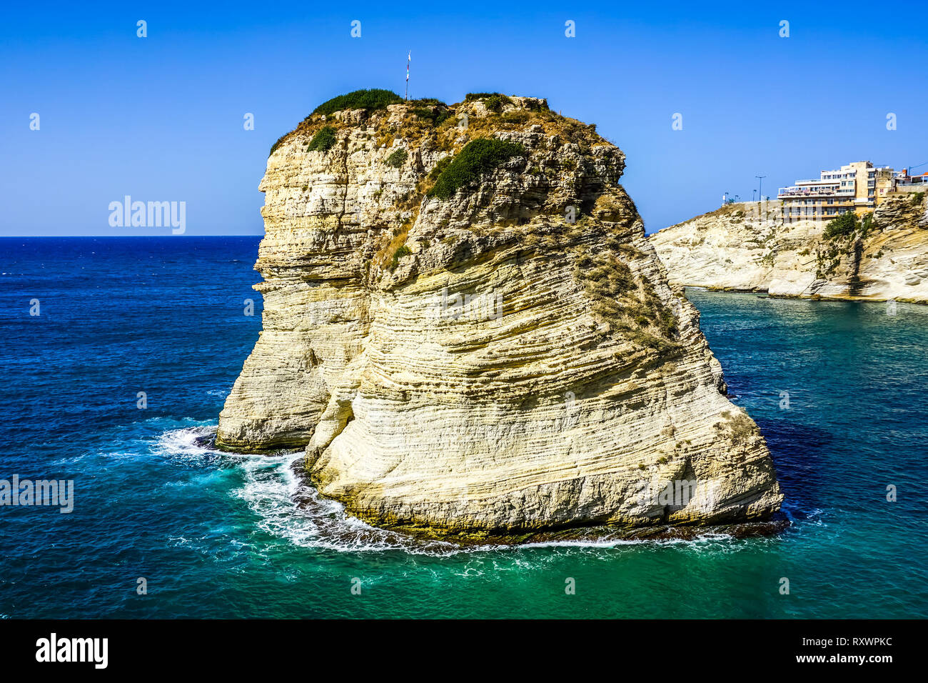 Beirut Raouche Pigeons Rock with Picturesque Sea View Stock Photo - Alamy