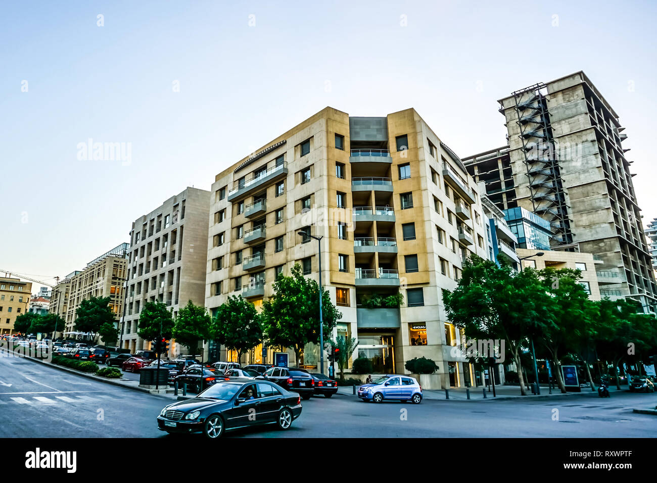 Beirut Common Multi Level Apartment Buildings with Blue Sky Background ...