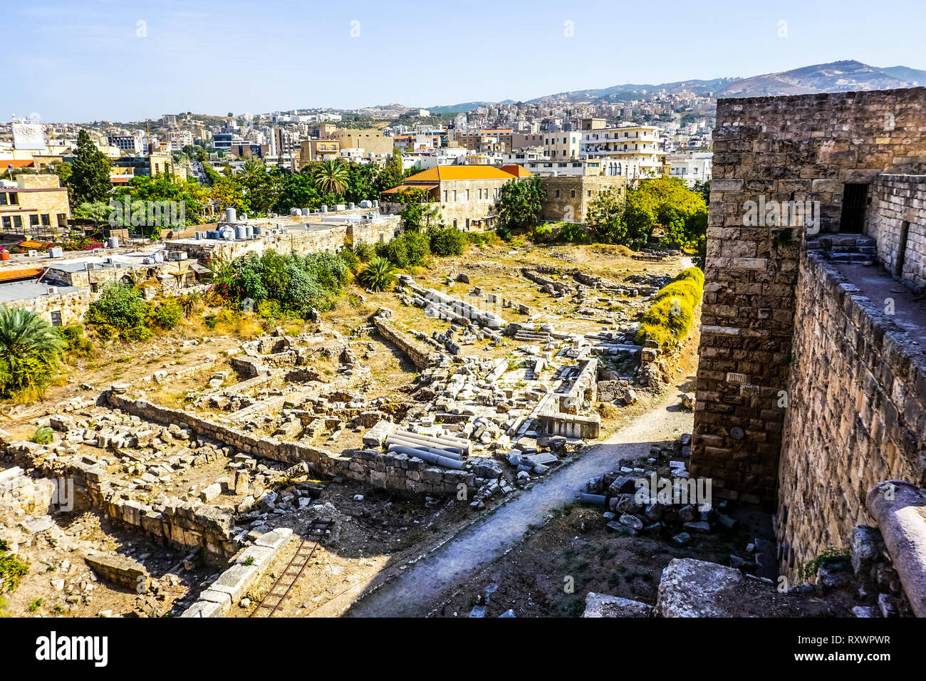 Byblos Crusaders Citadel Courtyard Ruins with City View Stock Photo - Alamy