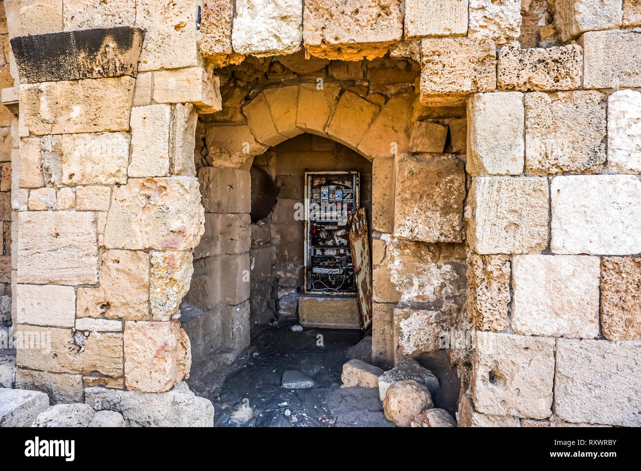 Sidon Crusaders Sea Castle Ruins with Walls View Stock Photo - Alamy