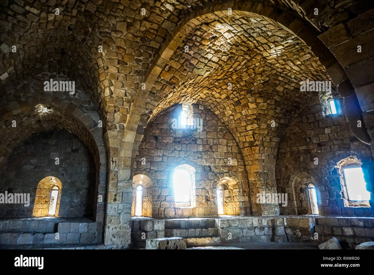 Sidon Crusaders Sea Castle Ruins with Picturesque Interior View Stock ...