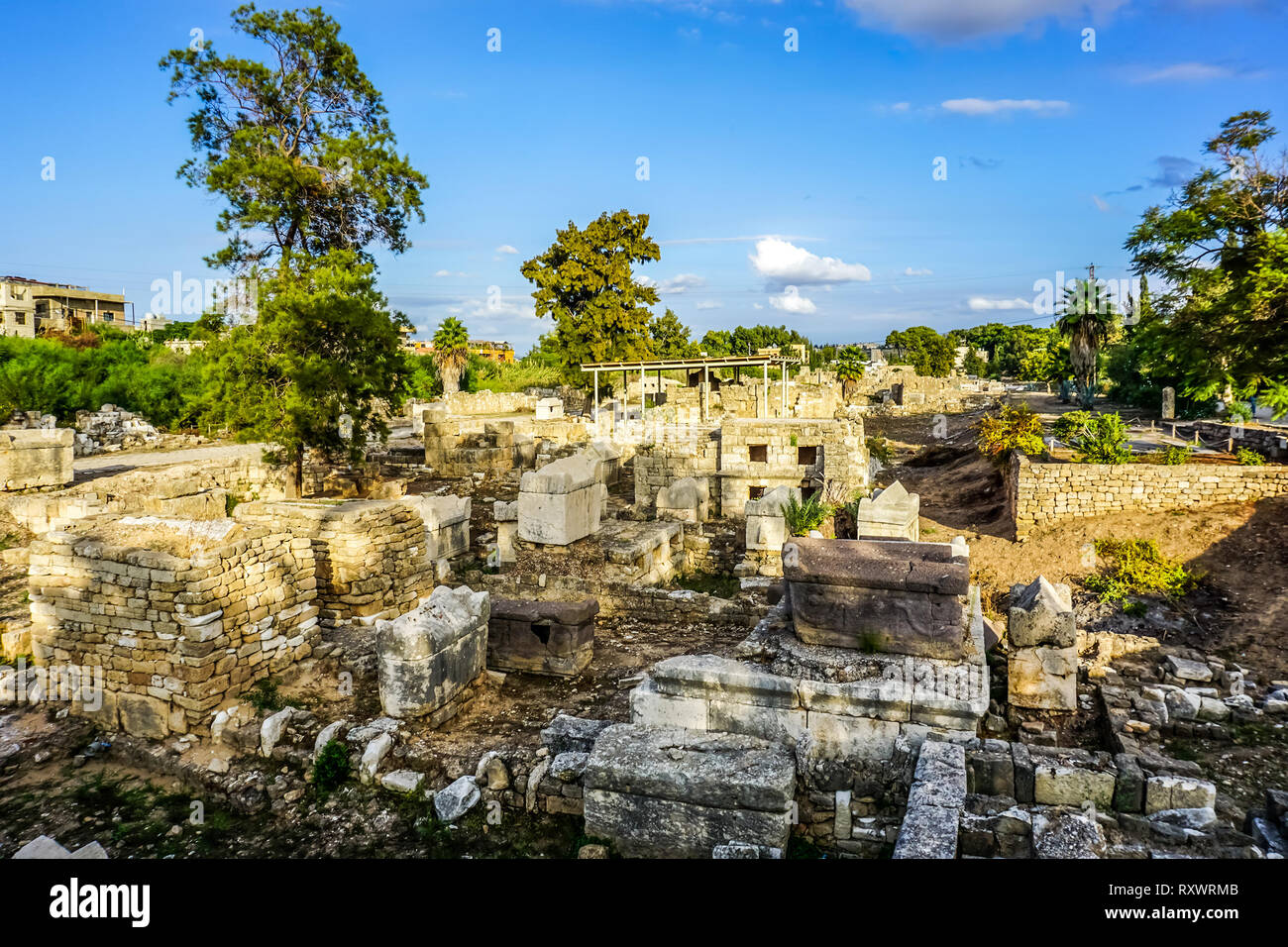 Tyre Hippodrome Ruins and Necropolis with Picturesque Blue Sky ...