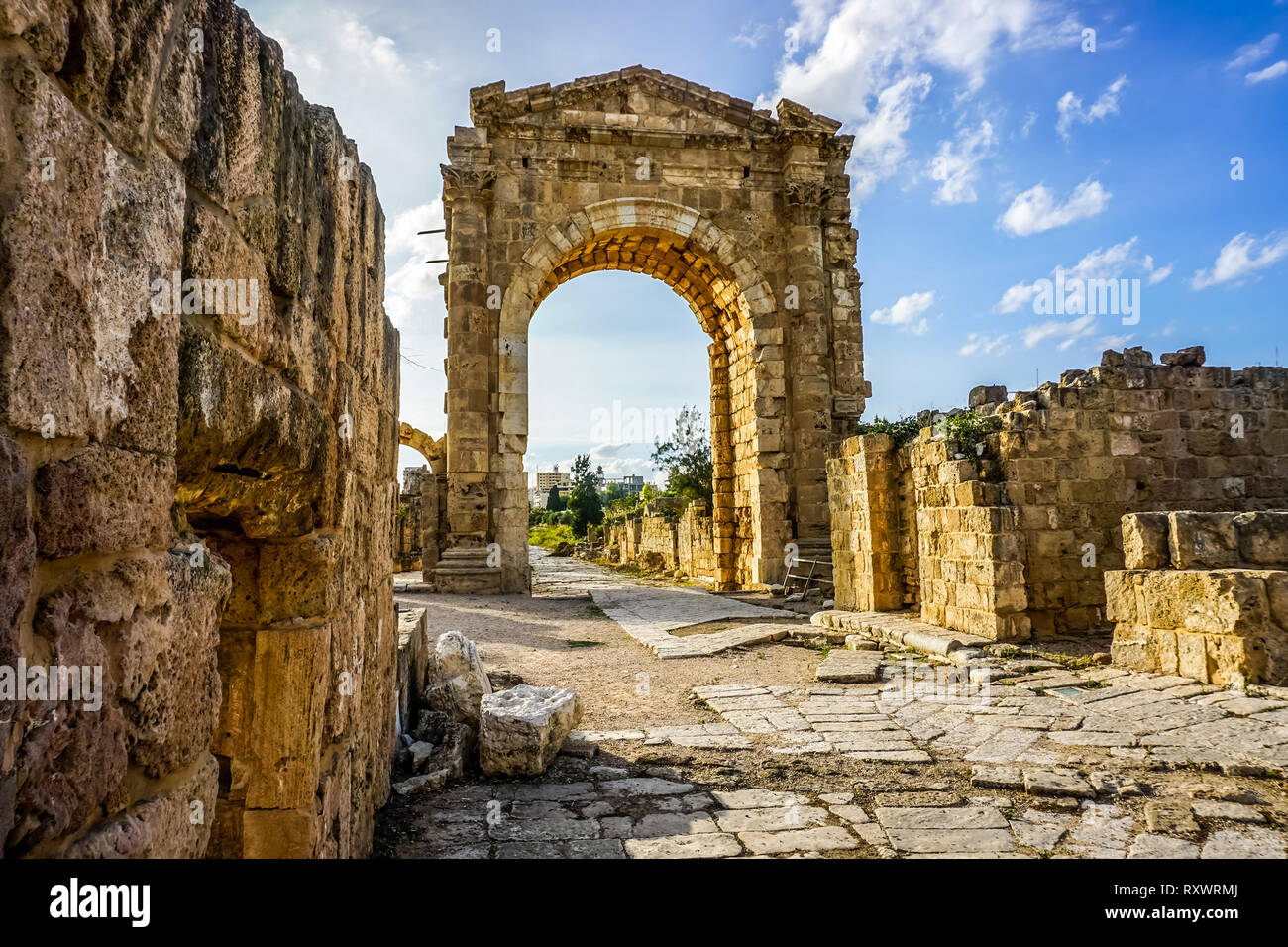Tyre Hippodrome Ruins and Necropolis with Picturesque Arched Bow Stock ...