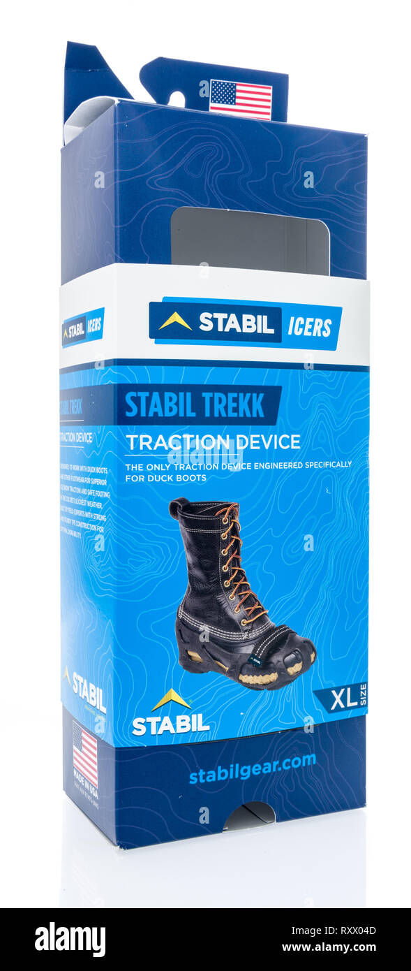 Winneconne, WI - 3 March 2019: A package of Stabil icers stabil trekk ...