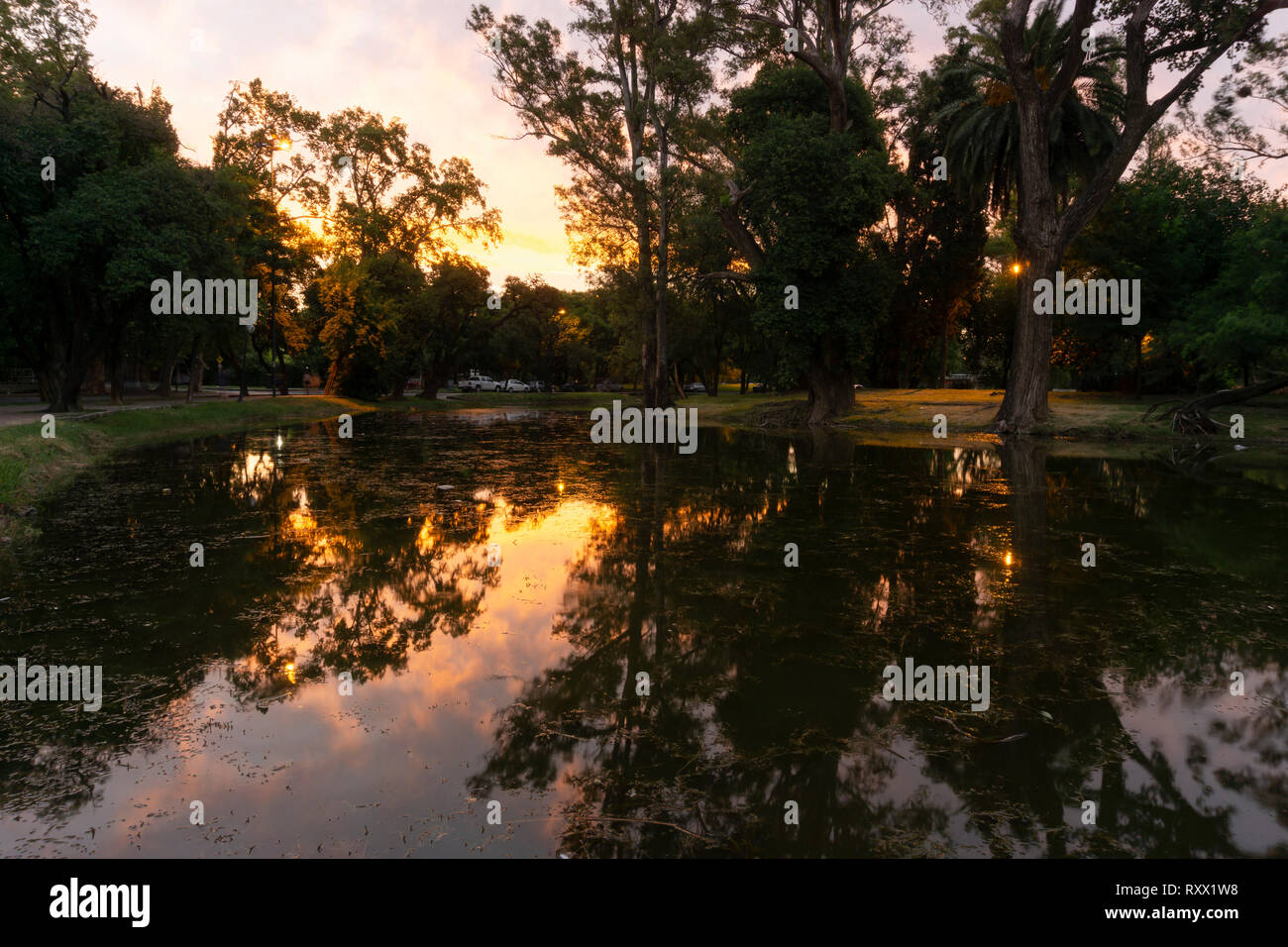 Summer sunset at Sarmiento Park (Parque Sarmiento), Córdoba, Argentina ...