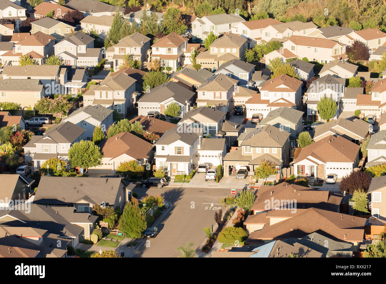 Rows of suburban homes from an aerial perspective Stock Photo - Alamy